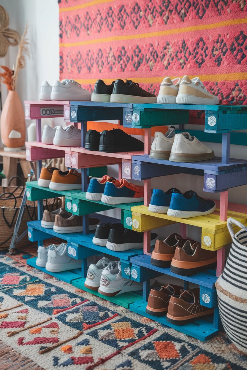 25 Brilliant DIY Pallet Shoe Rack Ideas