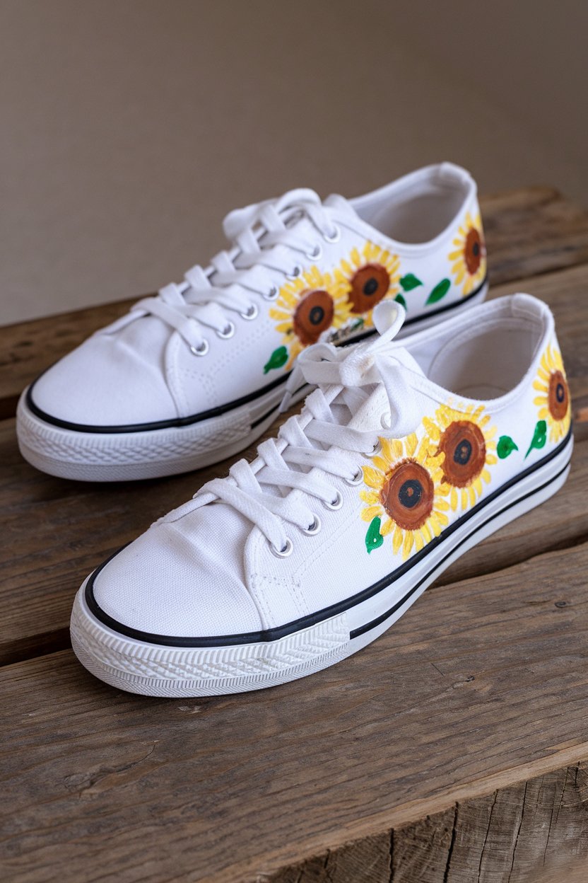 10 Easy flower Shoe Painting Ideas