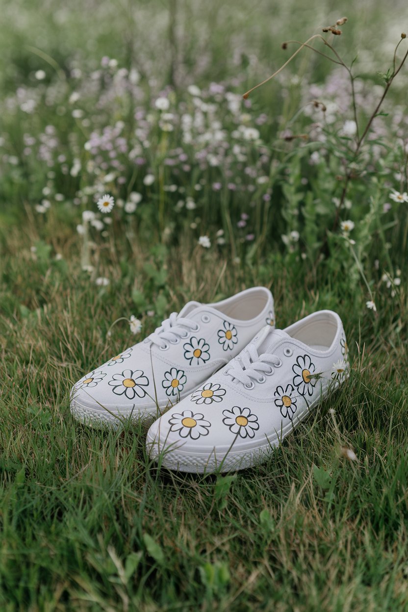10 Easy flower Shoe Painting Ideas