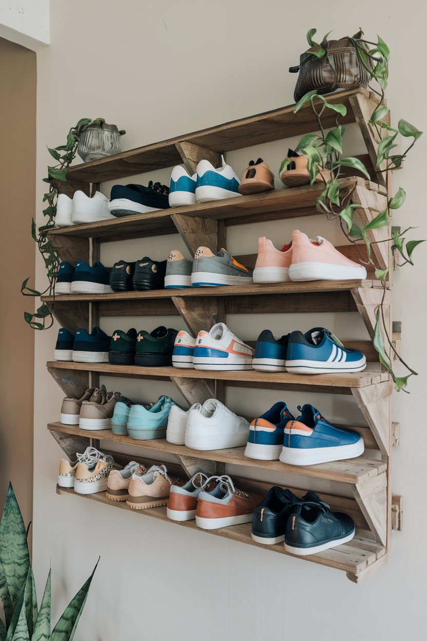 13 DIY Wall-Mounted Shoe Rack Ideas