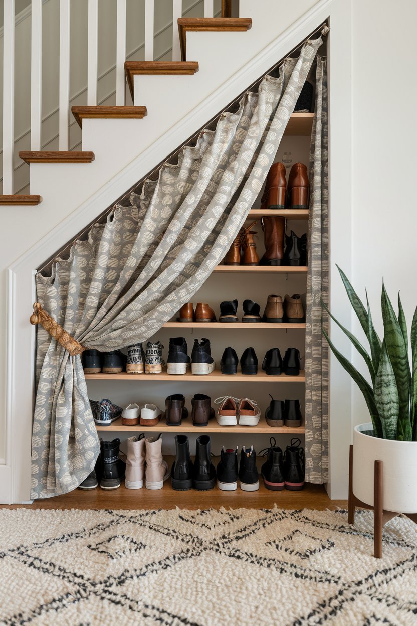 11 DIY Under-Stairs Shoe Storage Ideas