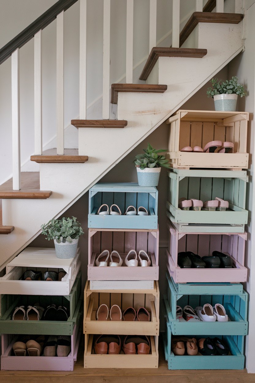 11 DIY Under-Stairs Shoe Storage Ideas