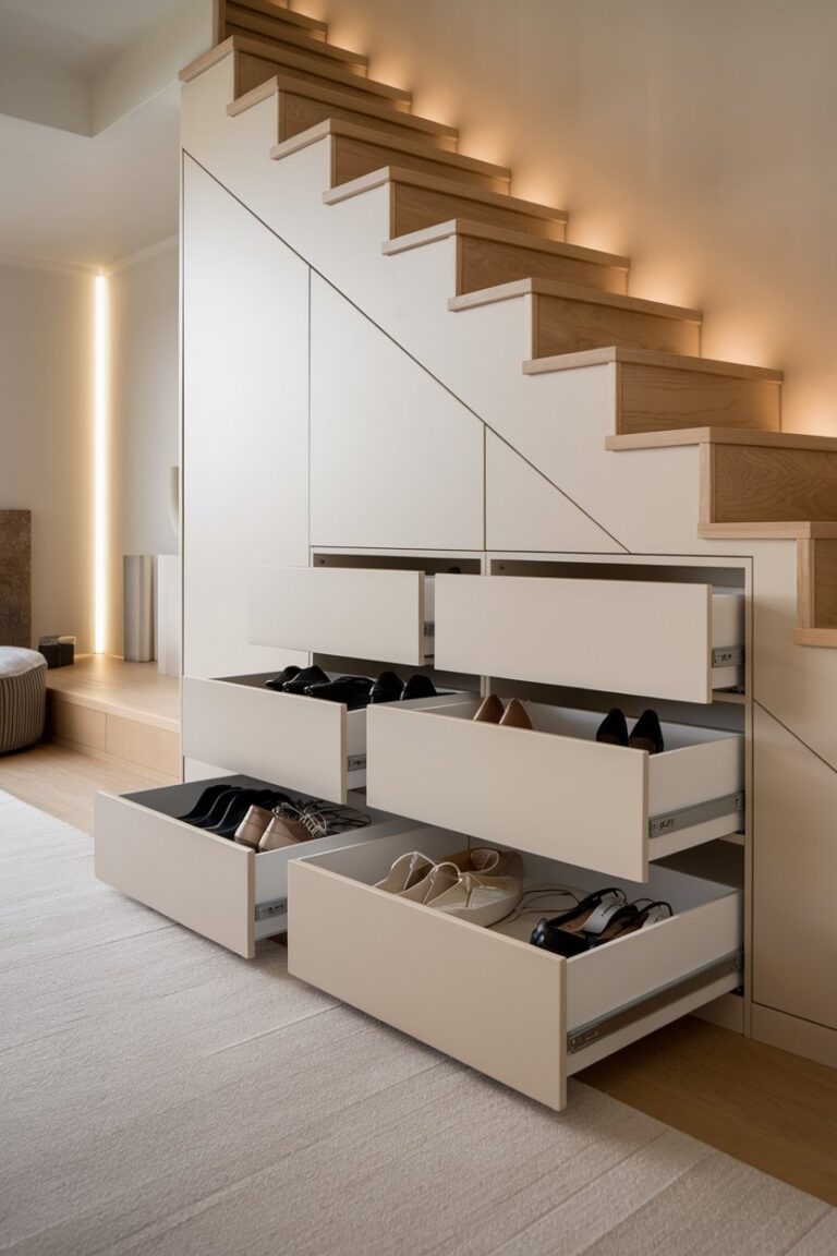 11 DIY Under-Stairs Shoe Storage Ideas
