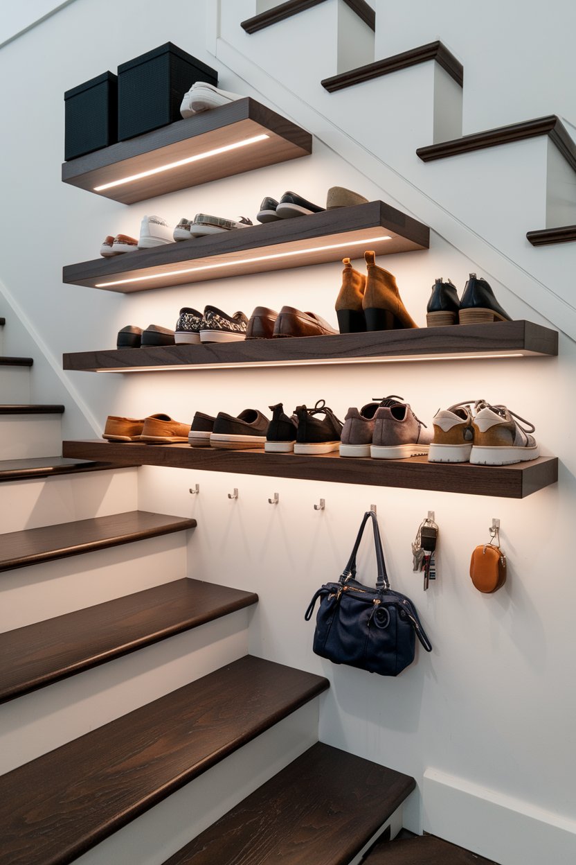 11 DIY Under-Stairs Shoe Storage Ideas