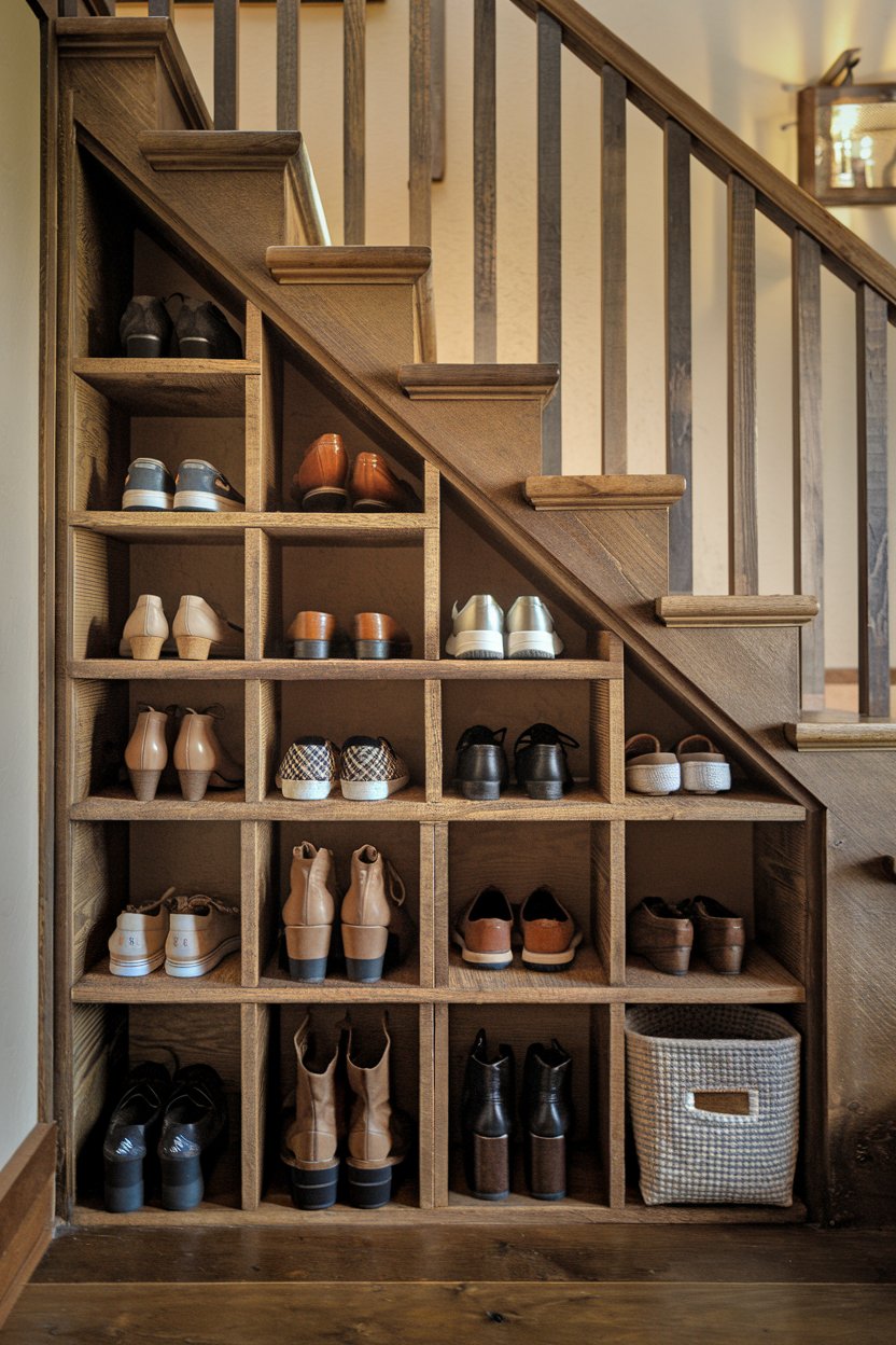 11 DIY Under-Stairs Shoe Storage Ideas