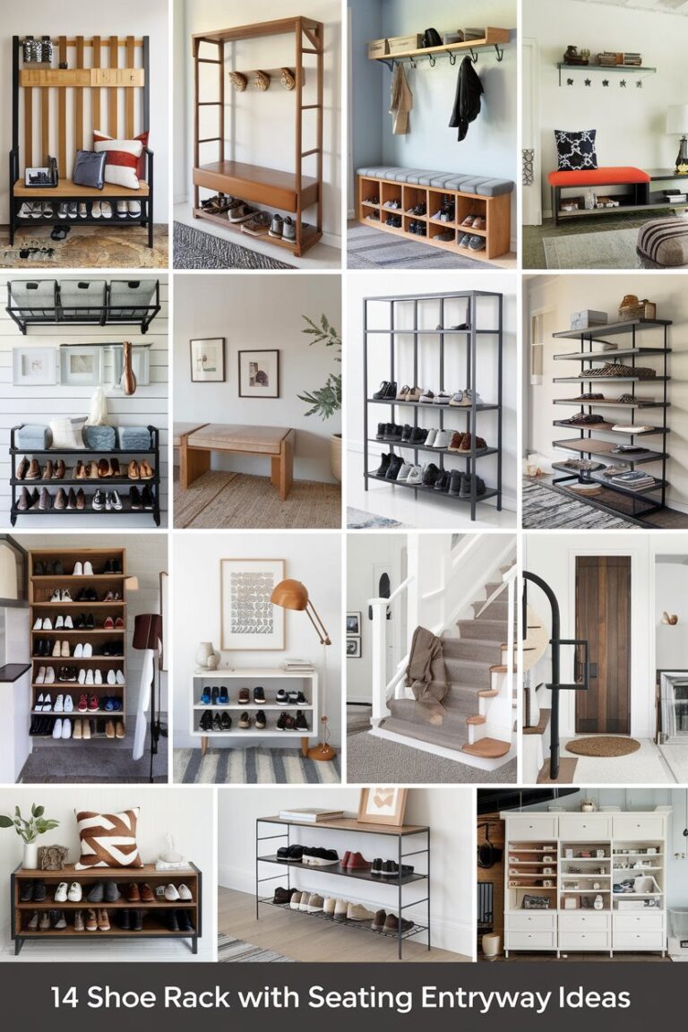 14 Shoe Rack with Seating Entryway Ideas