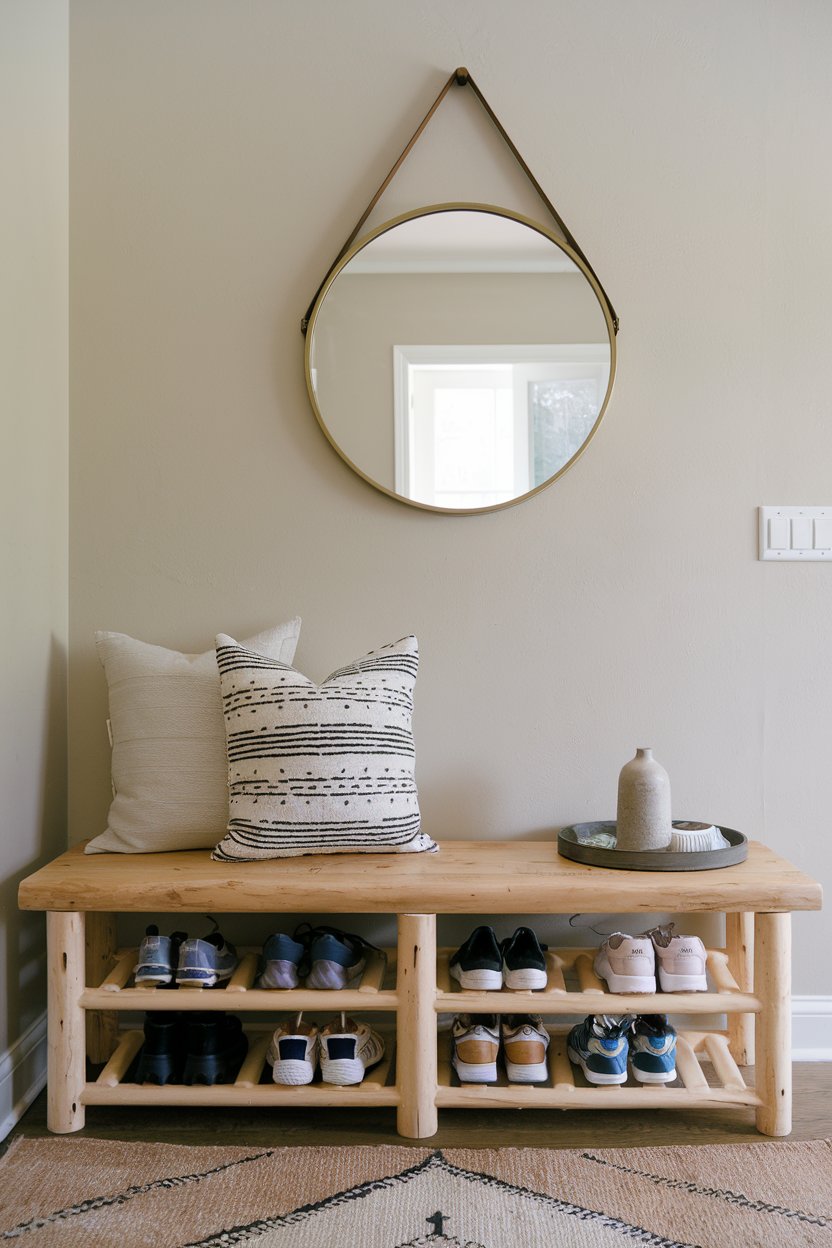 Beautiful Shoe Rack Ideas with Mirror