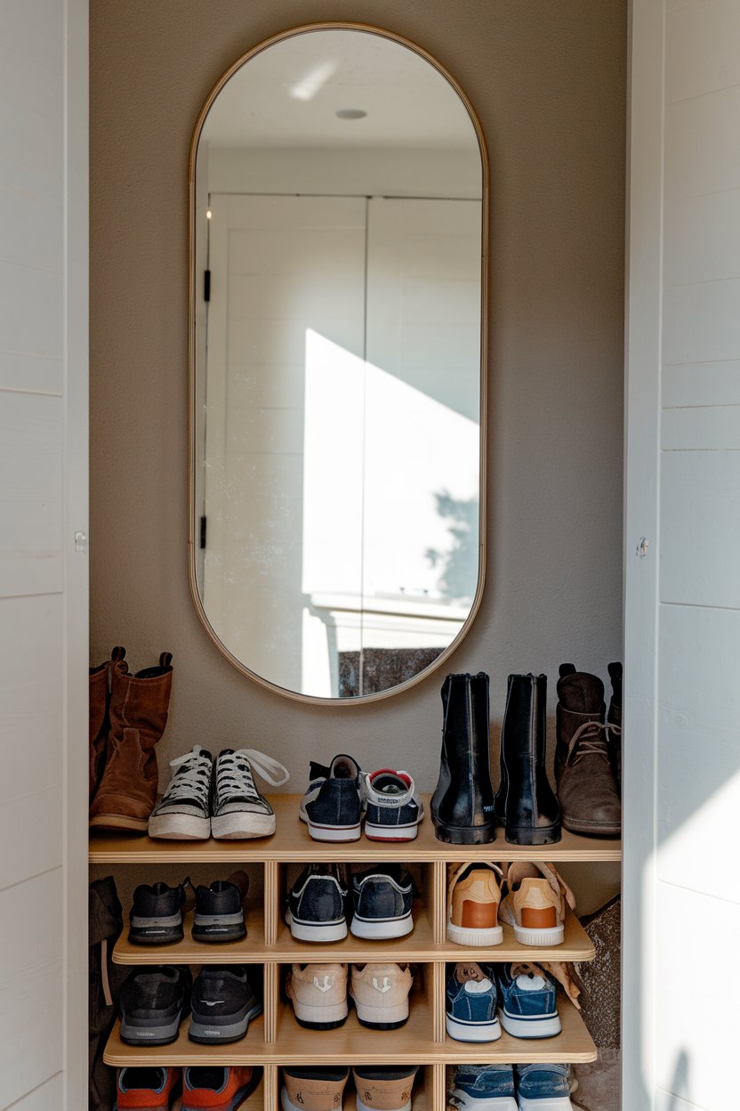 Beautiful Shoe Rack Ideas with Mirror