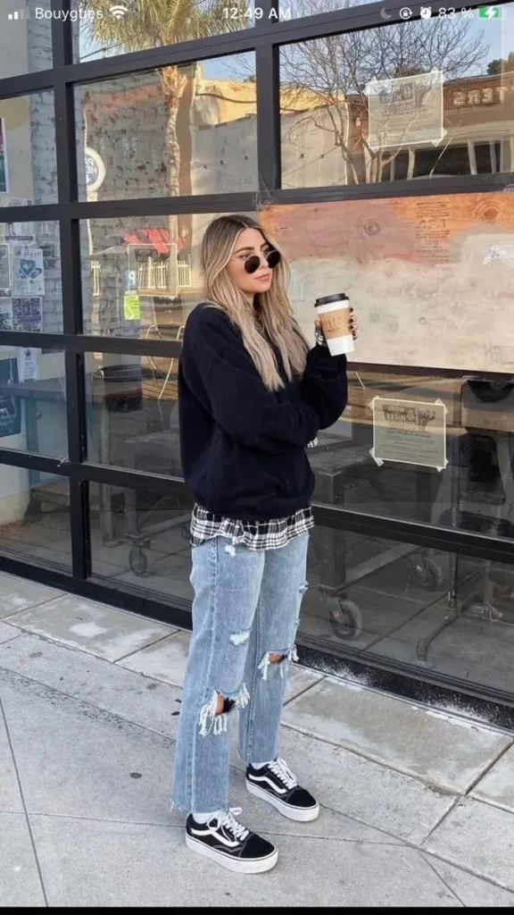 18 Wide-Leg Jeans and Vans Outfit Ideas
