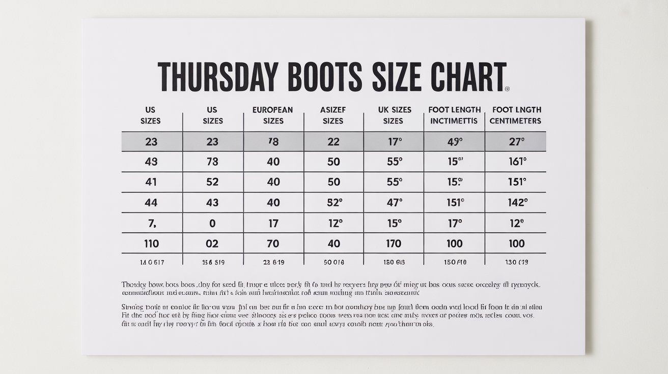 Thursday Boots Size Chart: US, UK & Fit Guide